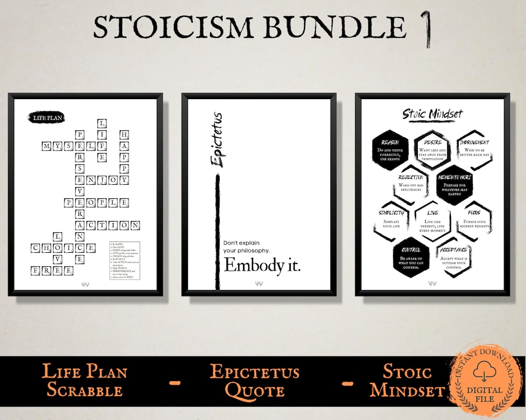 Practical Stoicism Philosophy SET OF 3 PRINTS, Daily Stoic Mindset ...