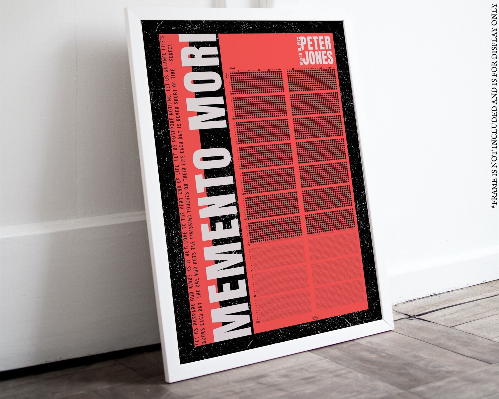 Personalized 100 Year Life Calendar Printed: Stoic Memento Mori Wall ...