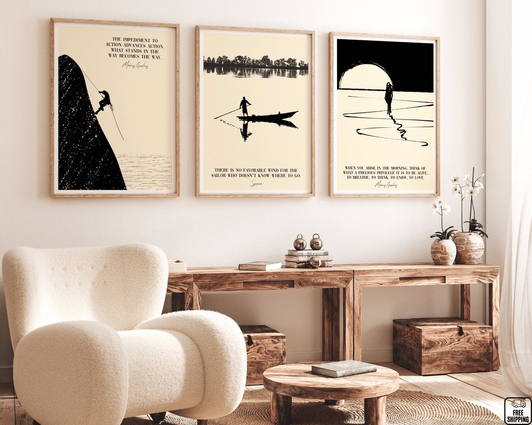 Stoic Poster Set of 3 Wall Art, Stoicism Philosophy Wall Posters ...