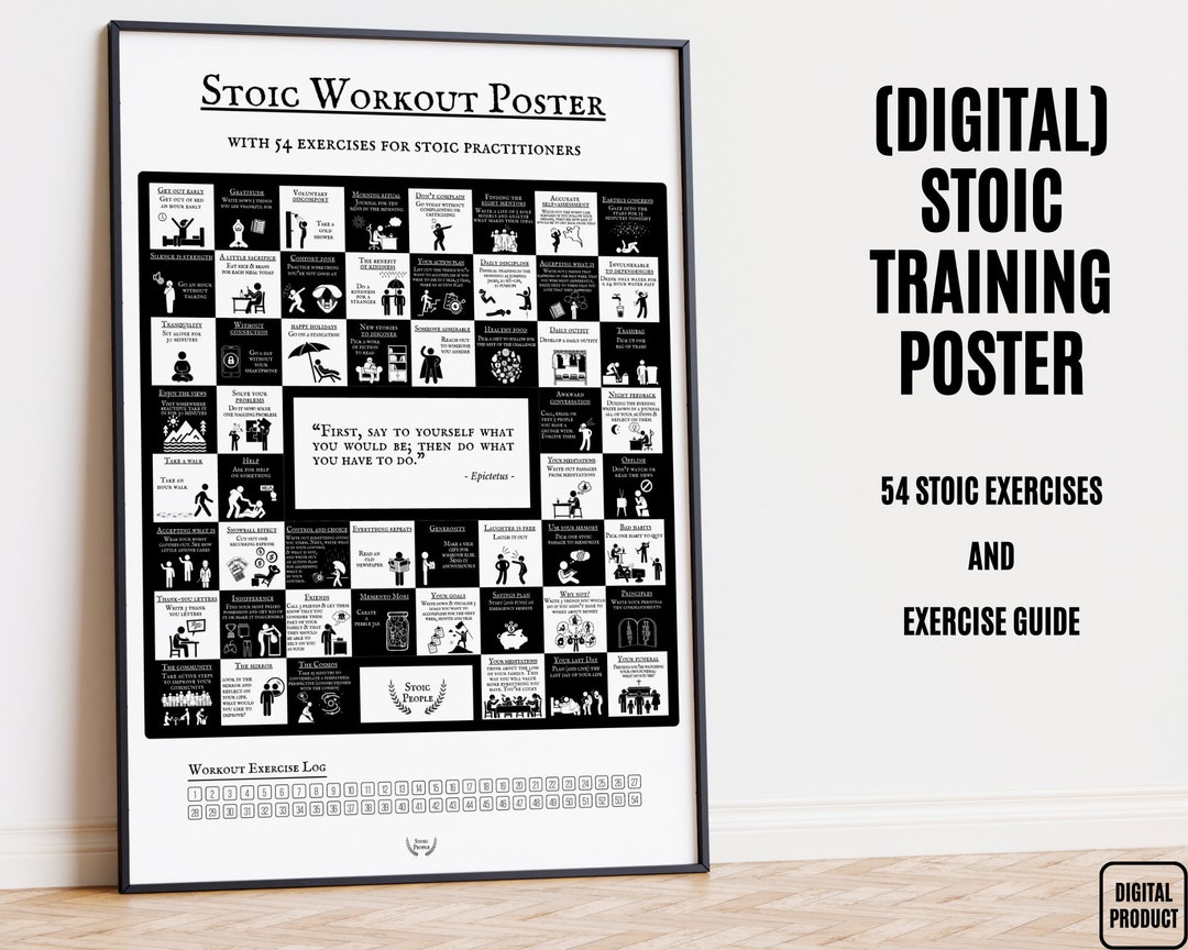 Stoic Training Poster, Self Reflection Exercises to Print, Stoic ...