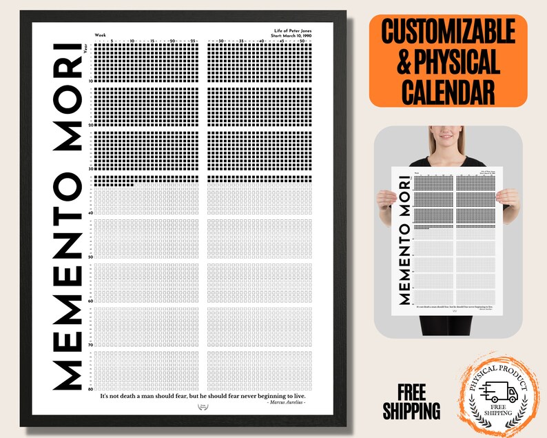 Memento Mori Personalized Life Calendar Weeks Physical Poster - Etsy