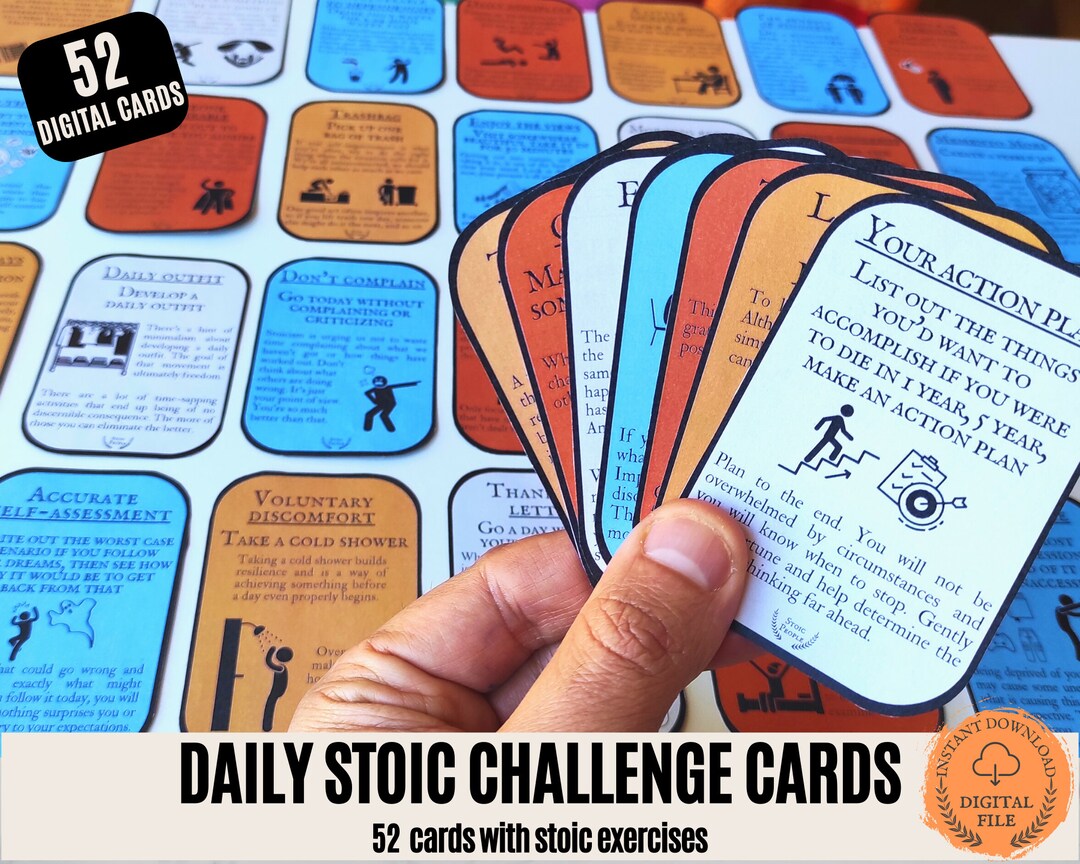 Stoic Training Cards Stoicism Exercise Cards 52 Daily Stoic - Etsy