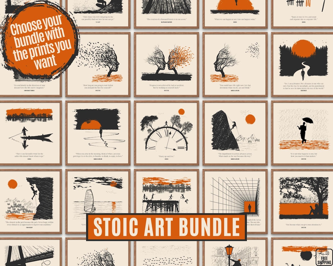 Stoicism Art Print Bundle Set With Stoic Quote Wall Art, Best Stoic ...