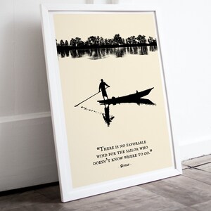 Stoicism Wall Art With Seneca Quote "there is No Favorable Wind ...