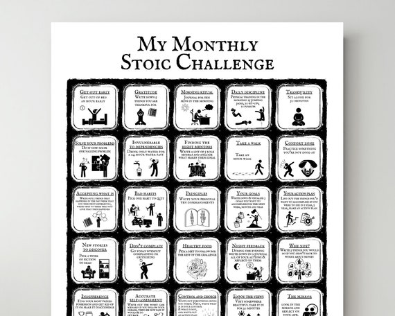 Monthly Stoic Training Poster Printable Daily Stoic Teachings | Etsy
