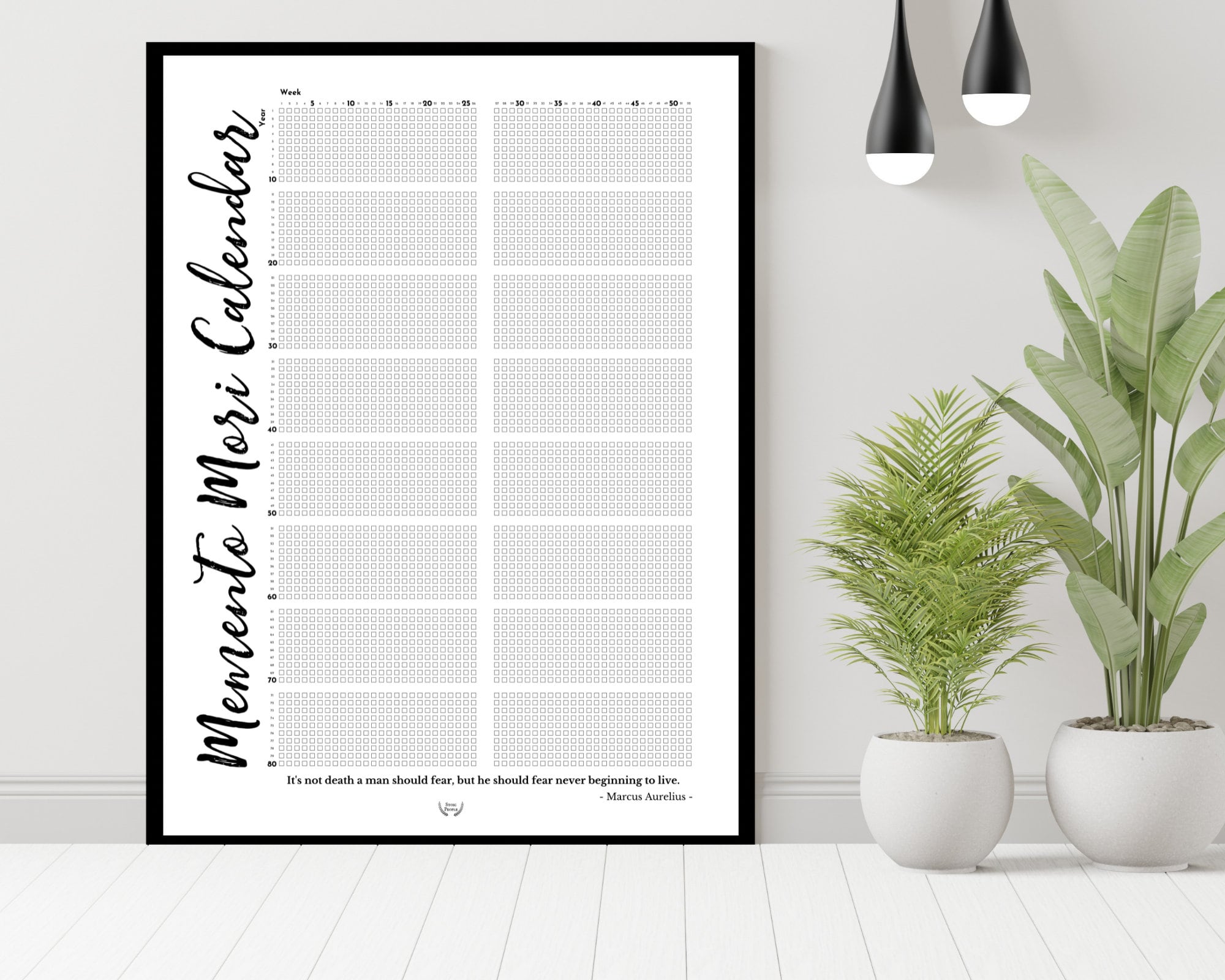 Stoicism Memento Mori Stoic Life in Weeks Calendar Print | Etsy