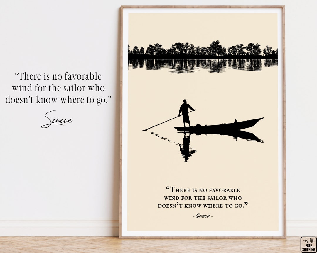 Stoicism Wall Art With Seneca Quote "there is No Favorable Wind ...