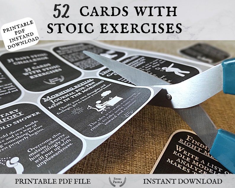Stoicism Exercise Card Deck Stoic Card Deck for Self - Etsy