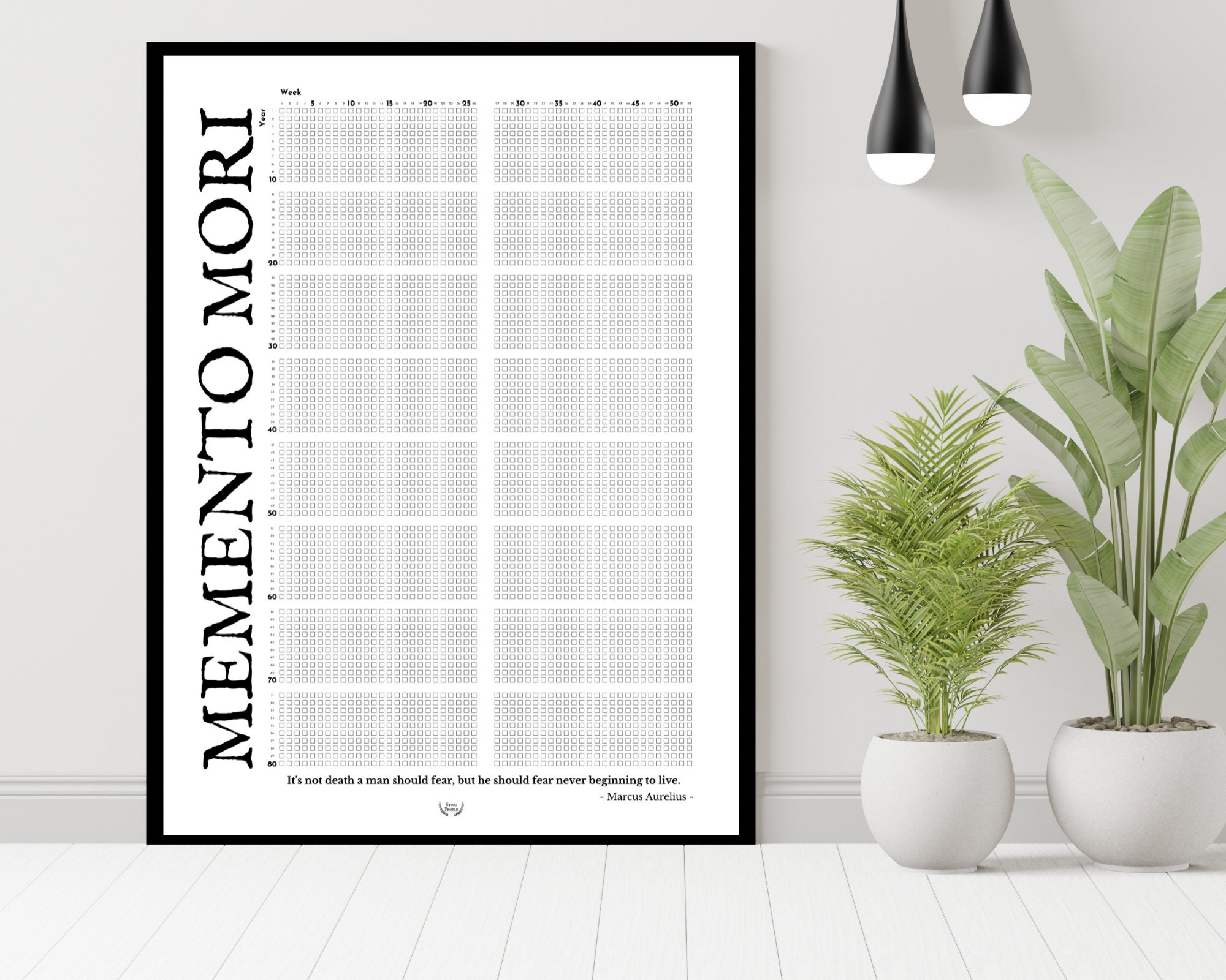 Stoicism Memento Mori Stoic Life in Weeks Calendar Print | Etsy