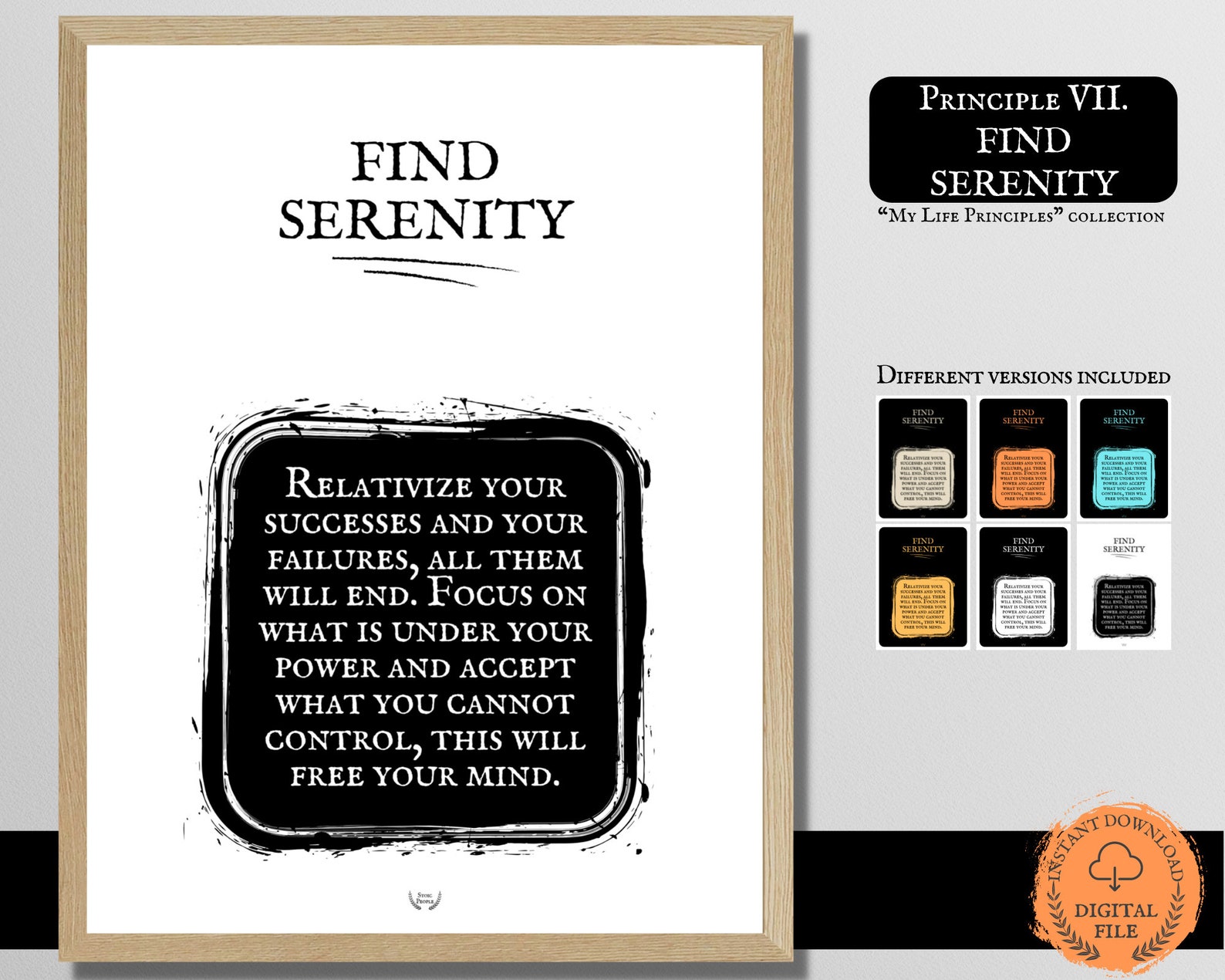 Serenity Definition Print Serenity Sign Wall Art Daily Stoic - Etsy