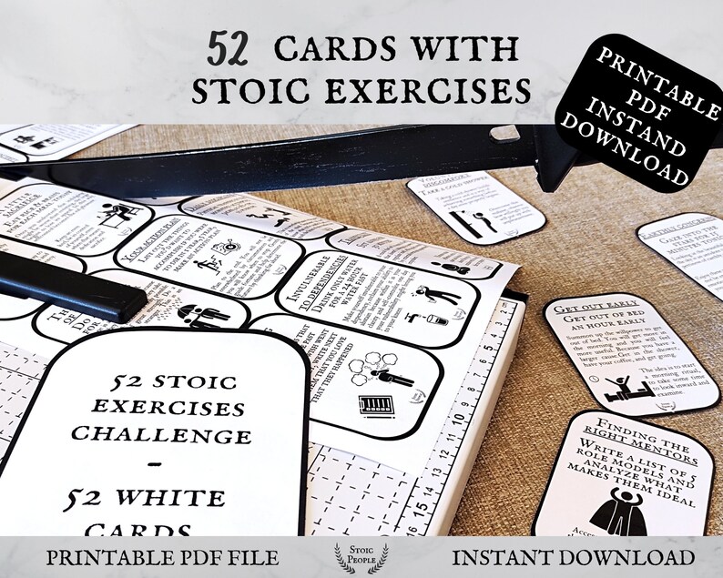 Daily Stoic Card Set Stoicism Exercise Card Deck Stoic | Etsy