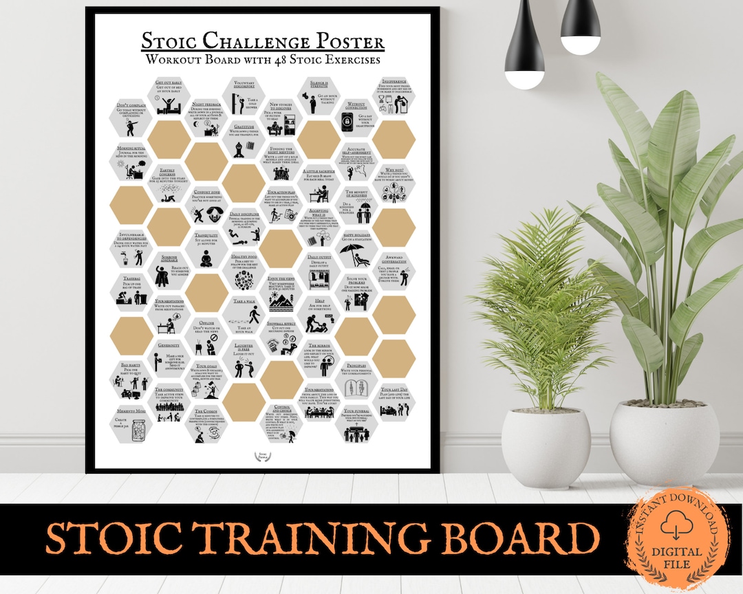Stoicism Poster With Daily Stoic Exercises, Stoicism Wall Art With 48 ...