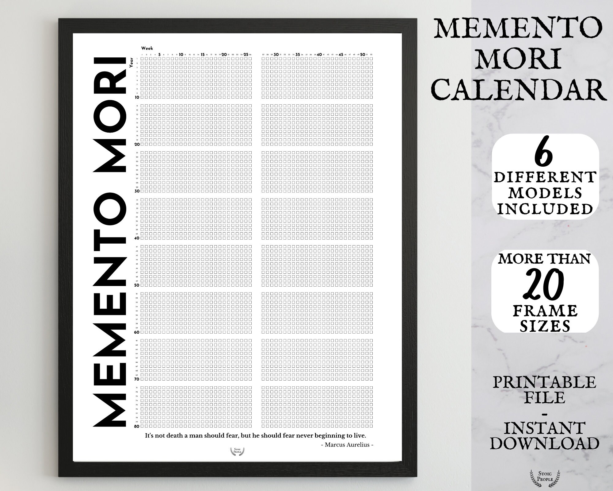 Stoicism Memento Mori Stoic Life in Weeks Calendar Print | Etsy