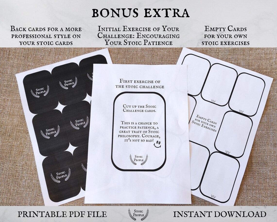 Stoicism Cards Stoic Exercise Challenge Cards Daily Stoic - Etsy