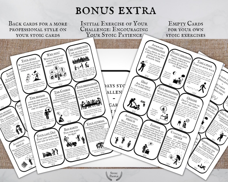 Stoicism Cards Stoic Exercise Challenge Cards Daily Stoic - Etsy