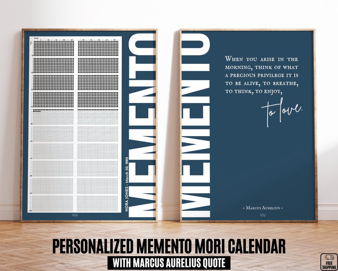 Marcus Aurelius Quote and Life Calendar Wall Art Duo, Stoic Memento ...