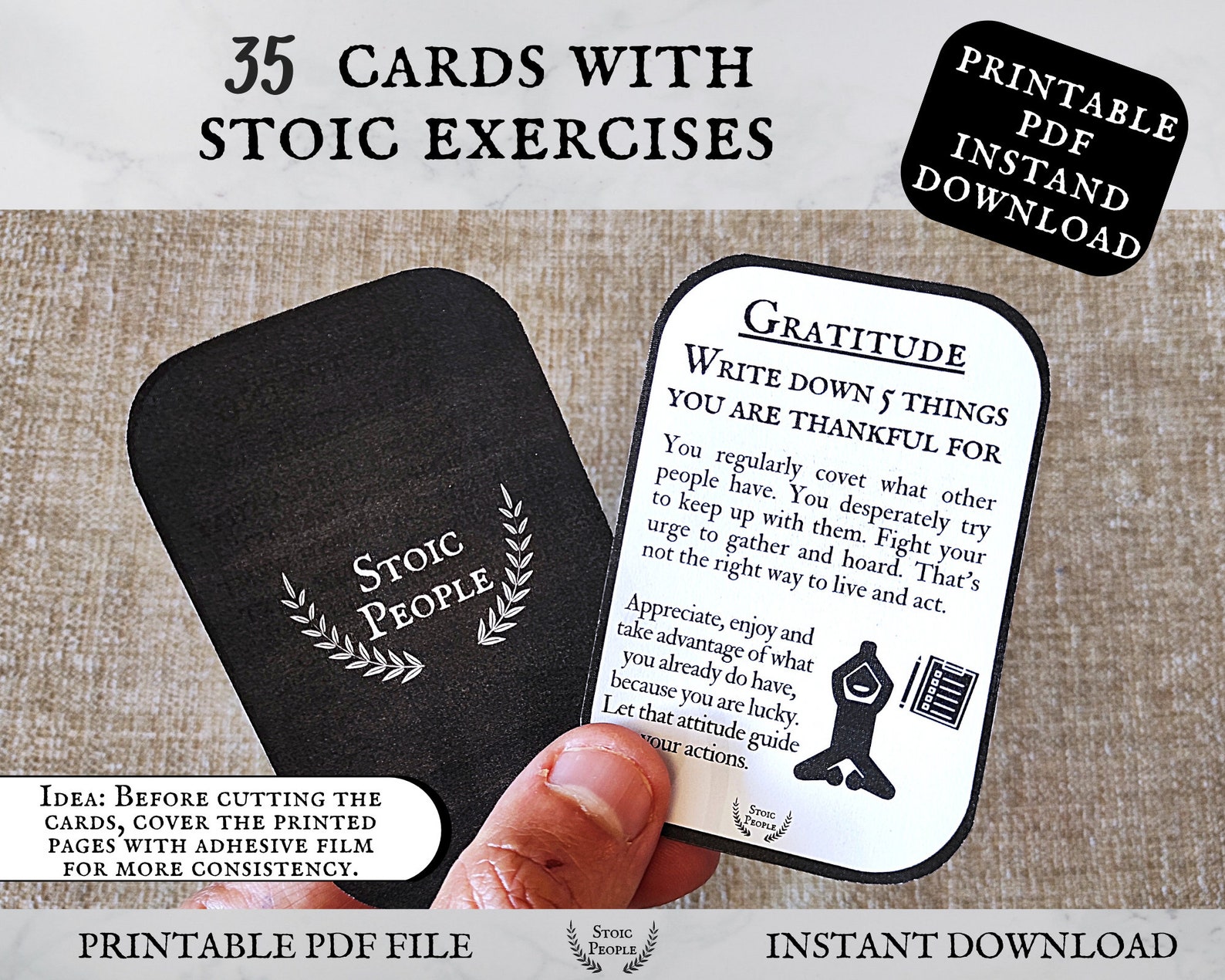 Stoicism Cards Stoic Exercise Challenge Cards Daily Stoic - Etsy