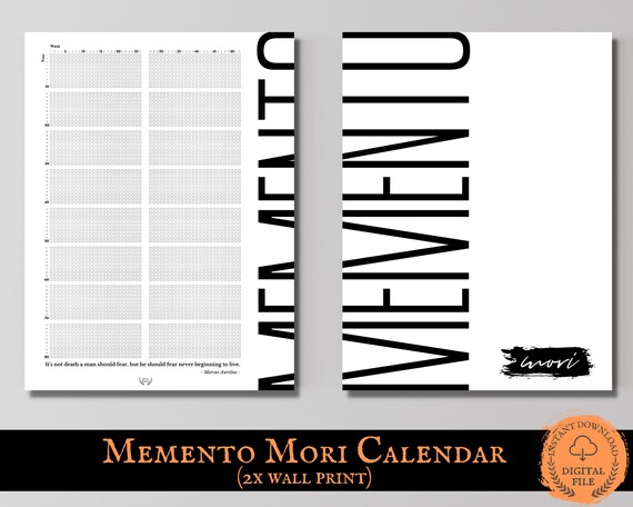 Stoic Memento Mori Calendar Life in Weeks Poster Soicism Wall | Etsy