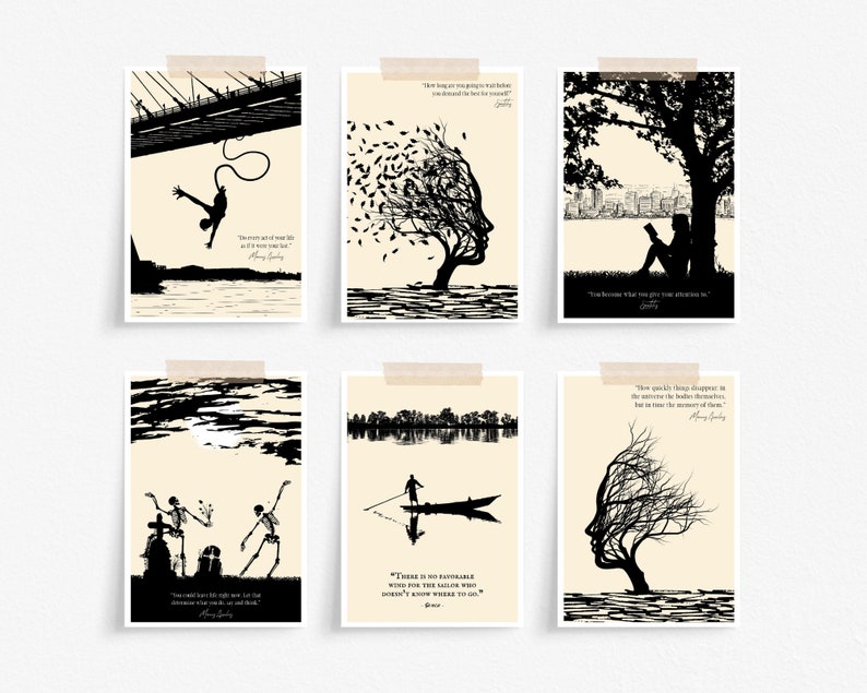 Stoic Quotes Postcard Set: Illustrated Philosophy Art (12 Stoic Cards ...