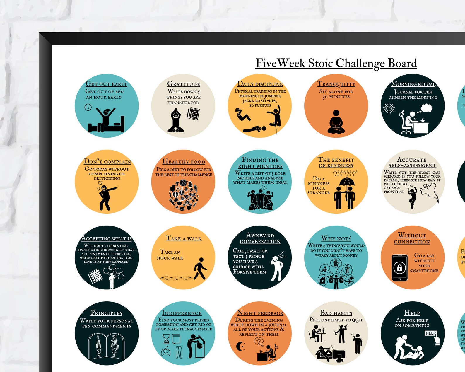 Stoic Challenge Board Printable: 35 Stoicism Practice Tools (PDF) - Etsy