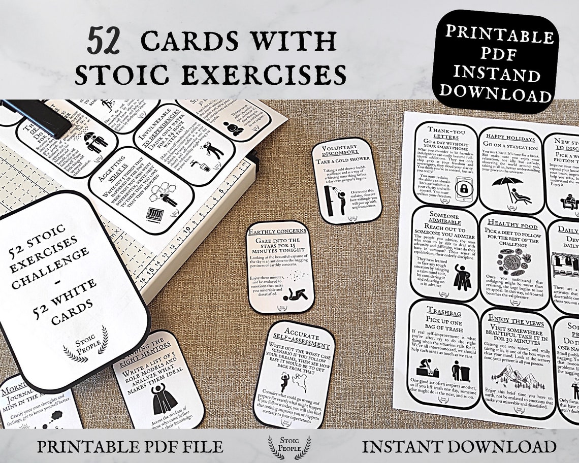 Daily Stoic Card Set Stoicism Exercise Card Deck Stoic | Etsy