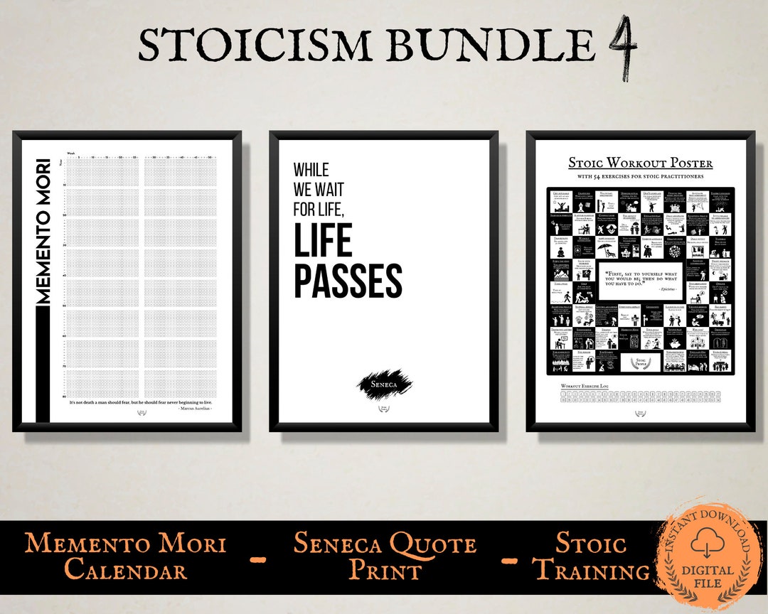 Memento Mori Calendar Stoicism Exercises Seneca Quote Poster, Stoic ...