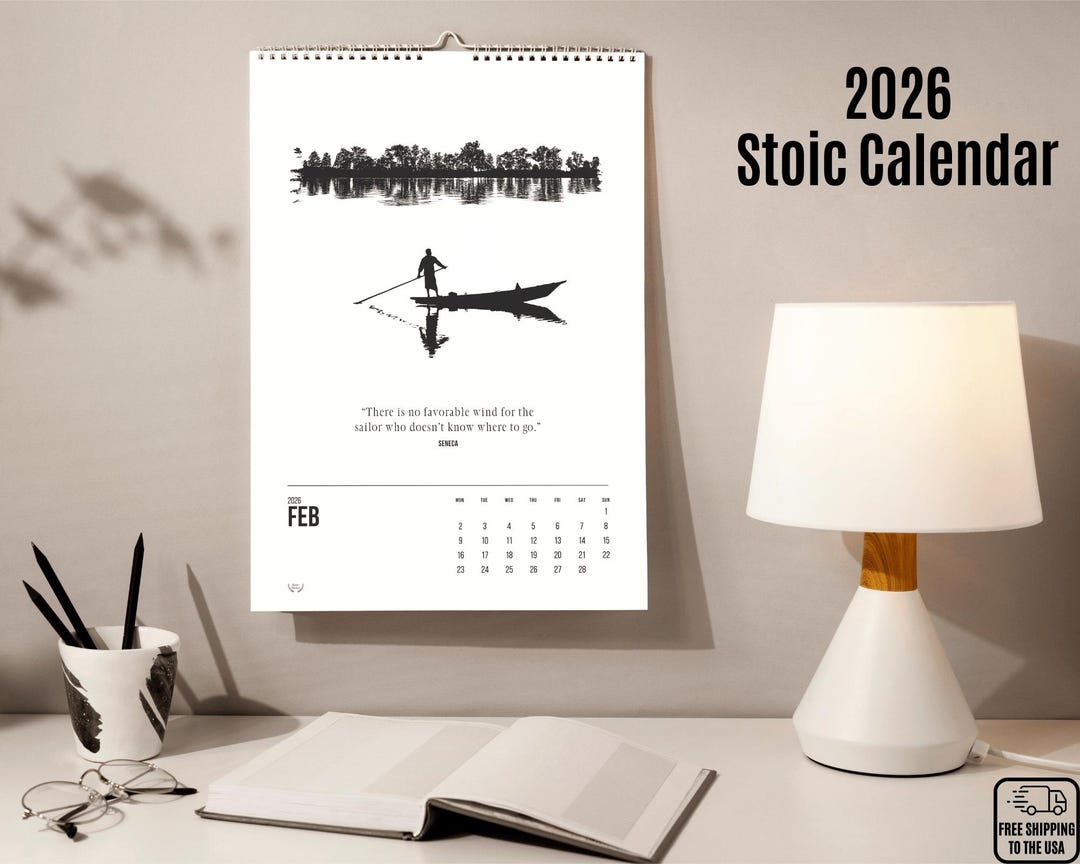 12 Months 2026 Calendar With Stoicism Quotes & Illustrated Art Set ...