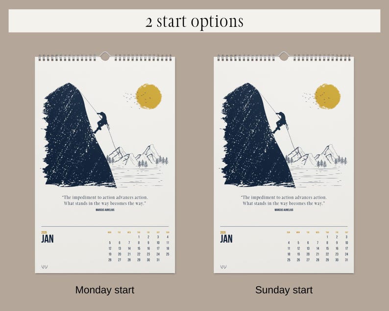 Stoic Art 2026 Calendar for Wall: Monthly Stoic Quotes by Marcus ...