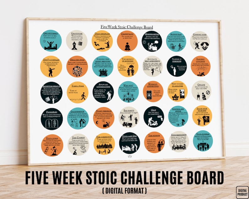 Stoic Challenge Board Printable: 35 Stoicism Practice Tools (PDF) - Etsy