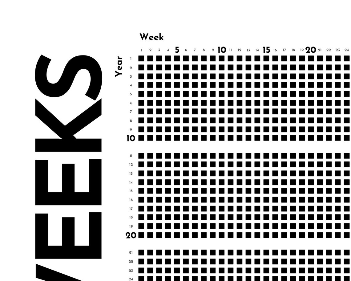 Printed Stoicism Calendar Life in Weeks Poster Memento Mori | Etsy