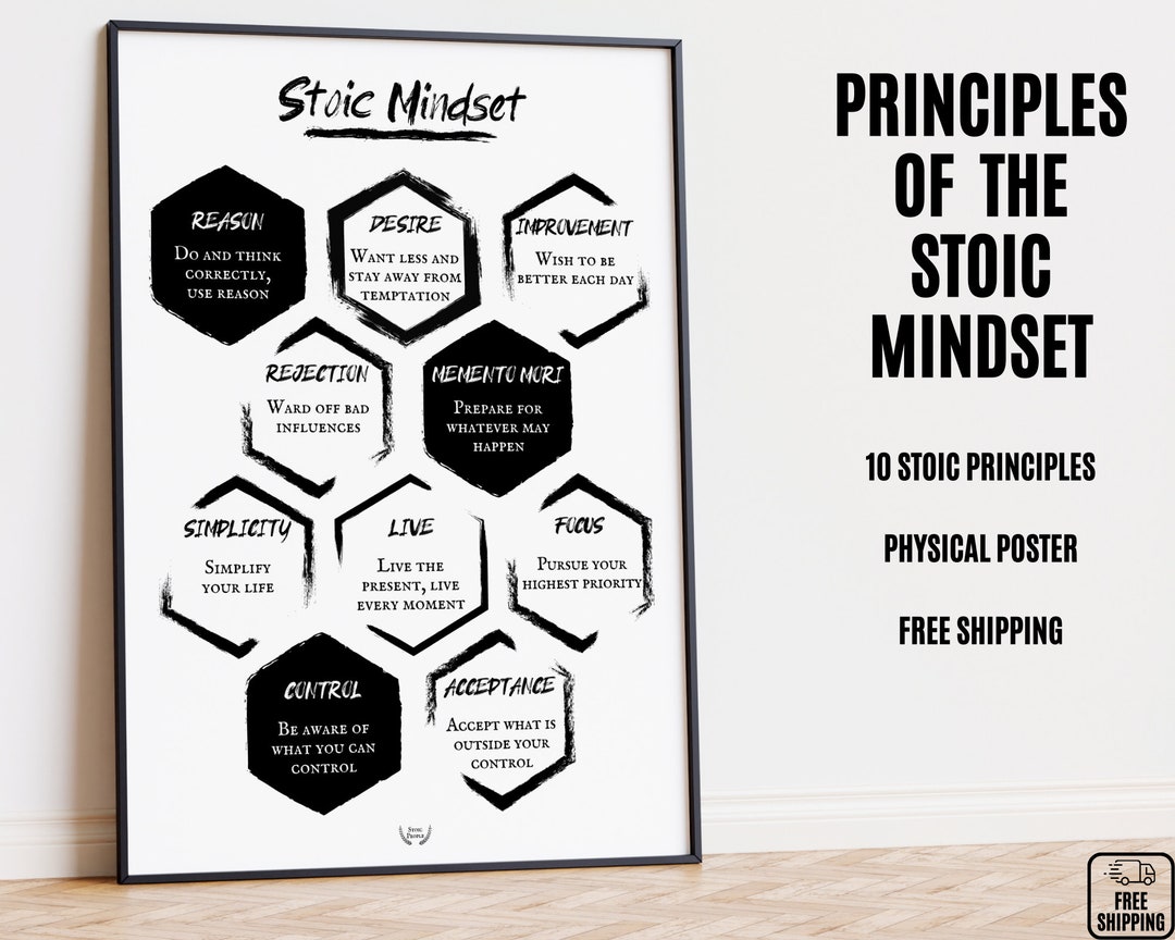 Stoicism Meaning in 10 Stoic Principles, Daily Stoic Philosophy Poster ...