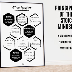 Stoicism Meaning in 10 Stoic Principles, Daily Stoic Philosophy Poster ...