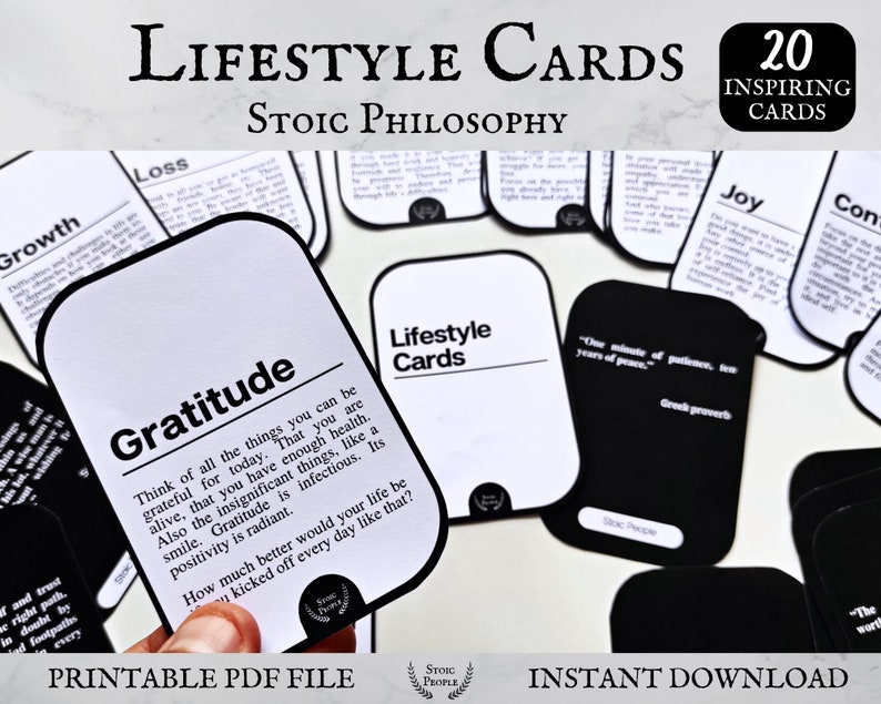 Self-knowledge Cards Stoicism Card Game 20 Personal Growth - Etsy