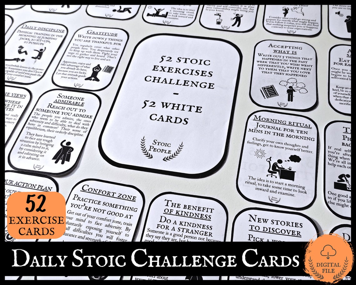 Stoic Practice Card Deck Stoicism Cards Game Daily Stoic | Etsy