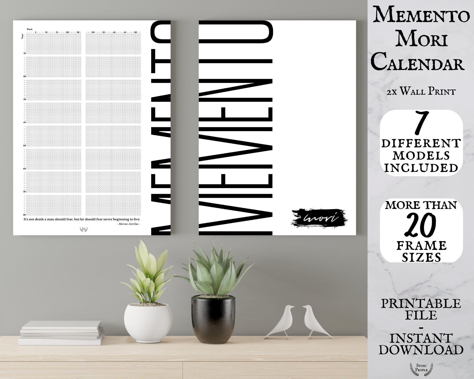 Stoic Memento Mori Calendar Life in Weeks Poster Soicism Wall | Etsy