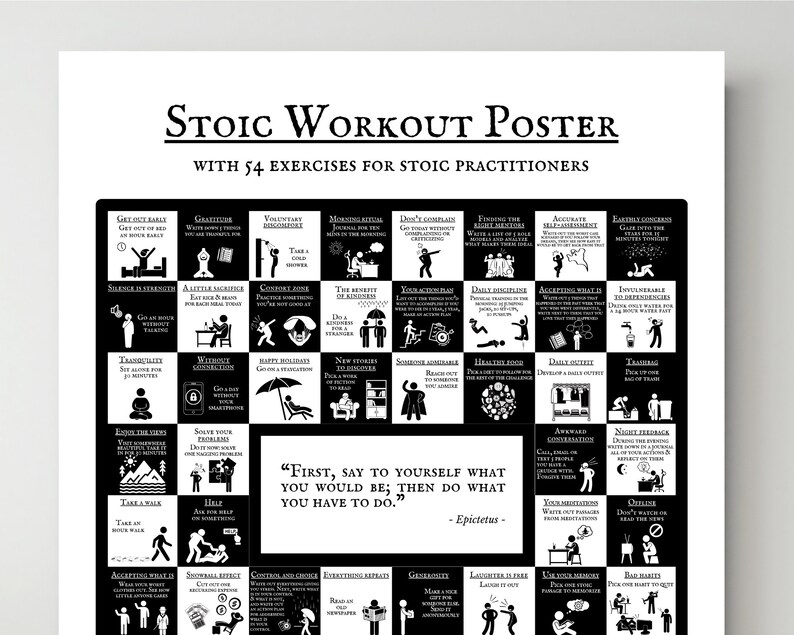 Stoic Training Poster Self Reflection Exercises to Print - Etsy