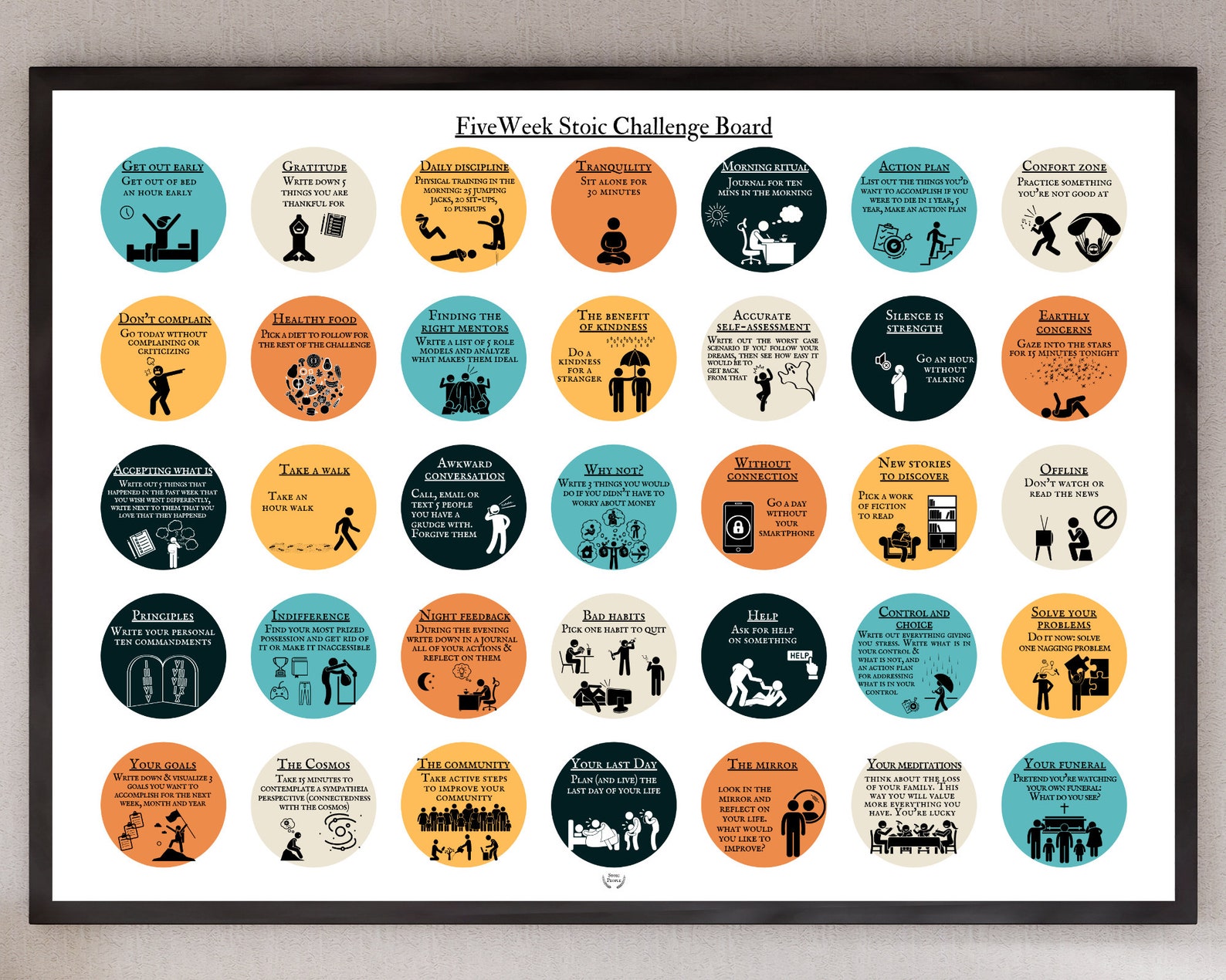 Stoic Challenge Board Printable: 35 Stoicism Practice Tools (PDF) - Etsy