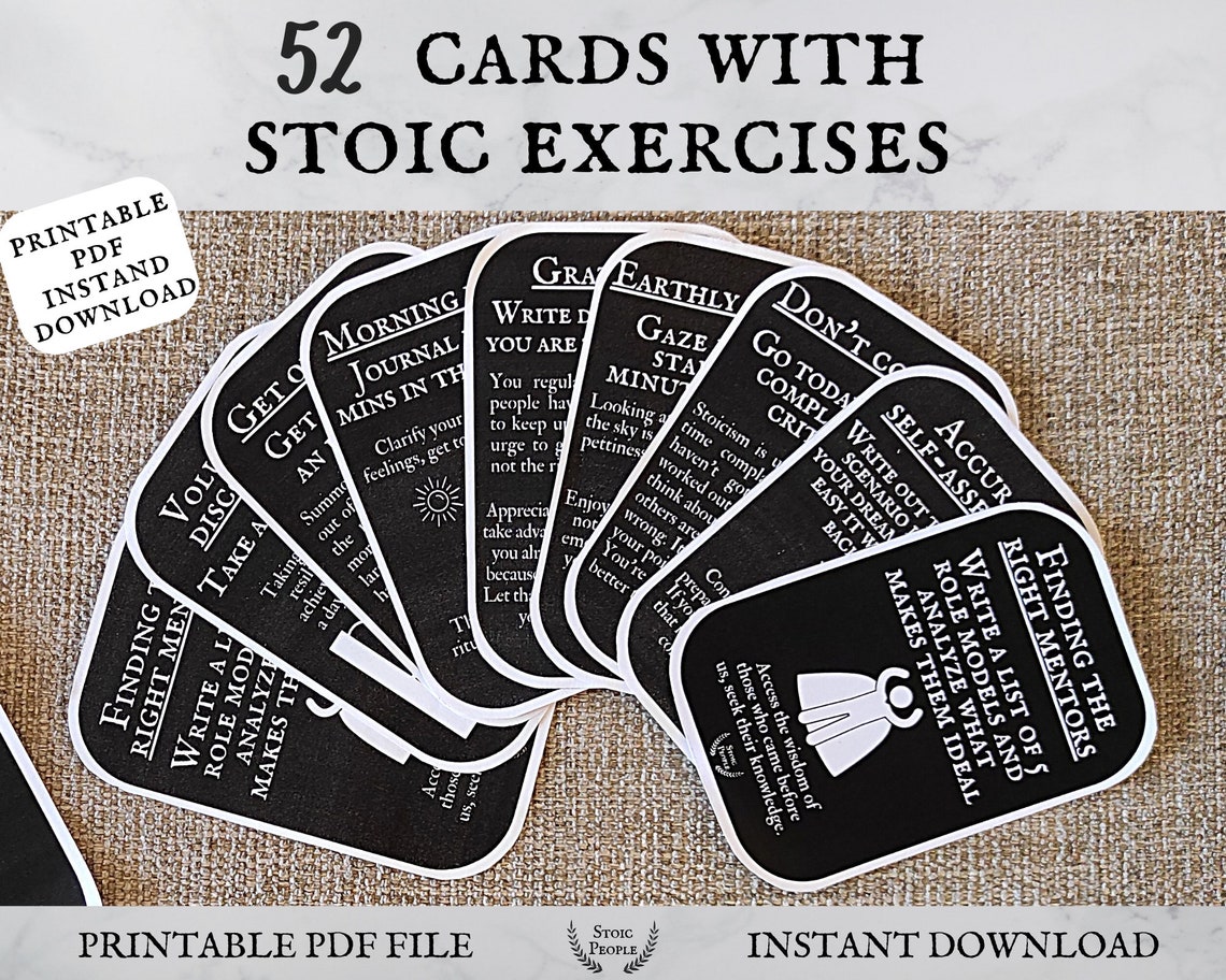 Stoicism Exercise Card Deck Stoic Card Deck for Self - Etsy