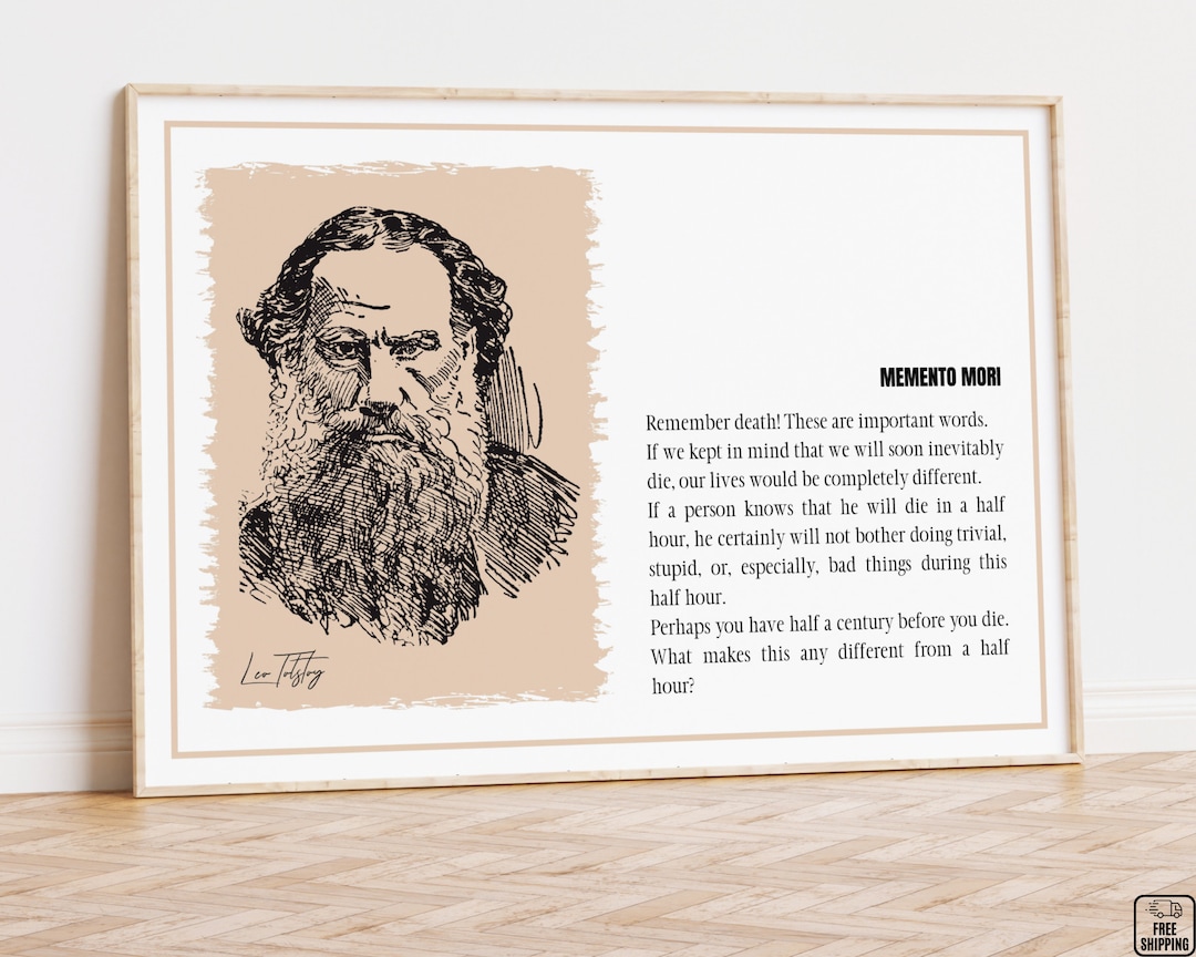 Leo Tolstoy Memento Mori Definition Art Print, Meaning of Memento Mori ...