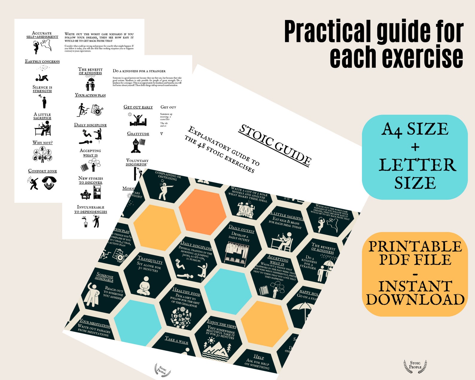 Stoicism Exercises Board Stoic Training Poster 48 Daily - Etsy