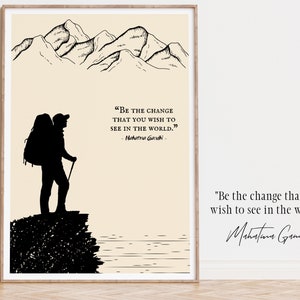 Mahatma Gandhi Quote Print: "be the Change" Activism Poster, Positive ...