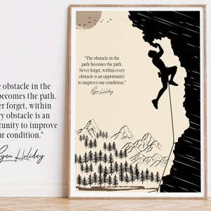 Stoic Print Art Ryan Holiday Obstacle is the Way Book, Stoicism Print ...