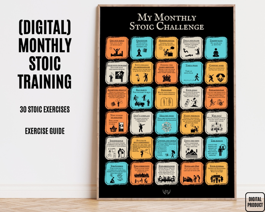 Stoicism Exercises Poster: 30 Daily Teachings, Self-growth (digital ...