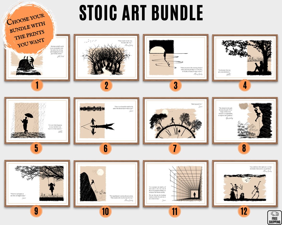 Stoic Poster Print Set, Stoic Set of Prints Stoicism Quote, Marcus ...