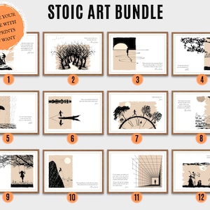 Stoic Poster Print Set, Stoic Set of Prints Stoicism Quote, Marcus ...