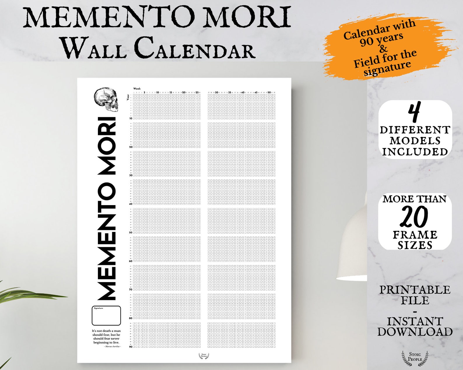 Stoicism Life Calendar Weeks 90 Years of Life in Weeks - Etsy UK