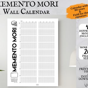 Stoicism Life Calendar Weeks 90 Years of Life in Weeks, Memento Mori ...