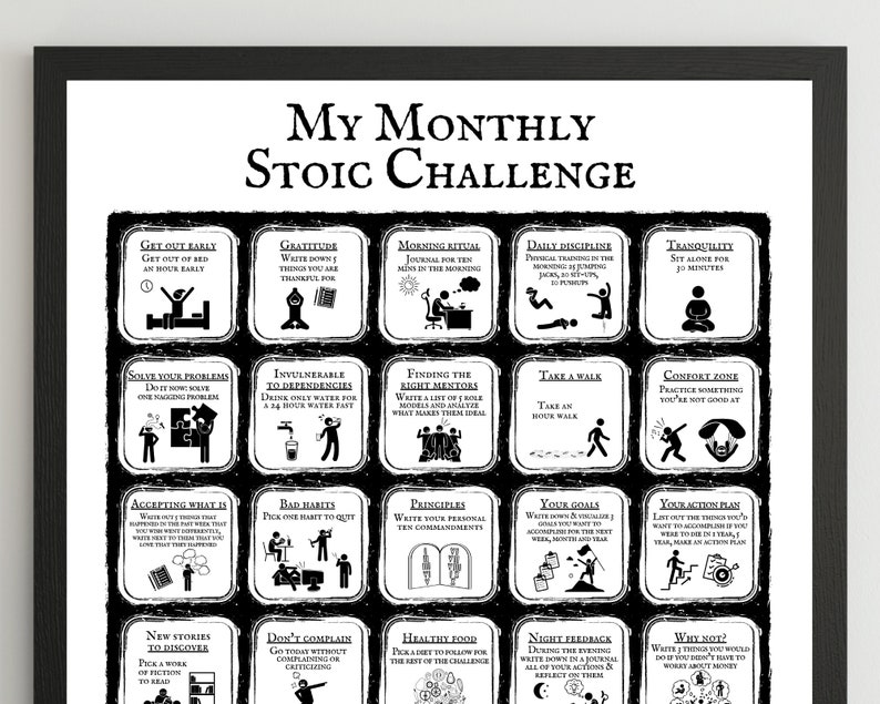 Monthly Stoic Training Poster Printable Daily Stoic Teachings - Etsy