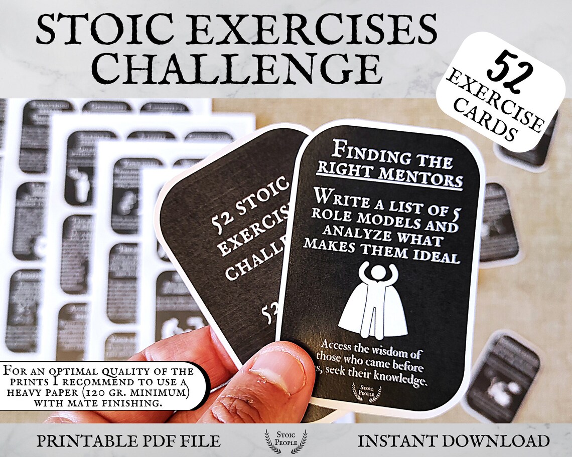 Stoicism Exercise Card Deck Stoic Card Deck for Self - Etsy