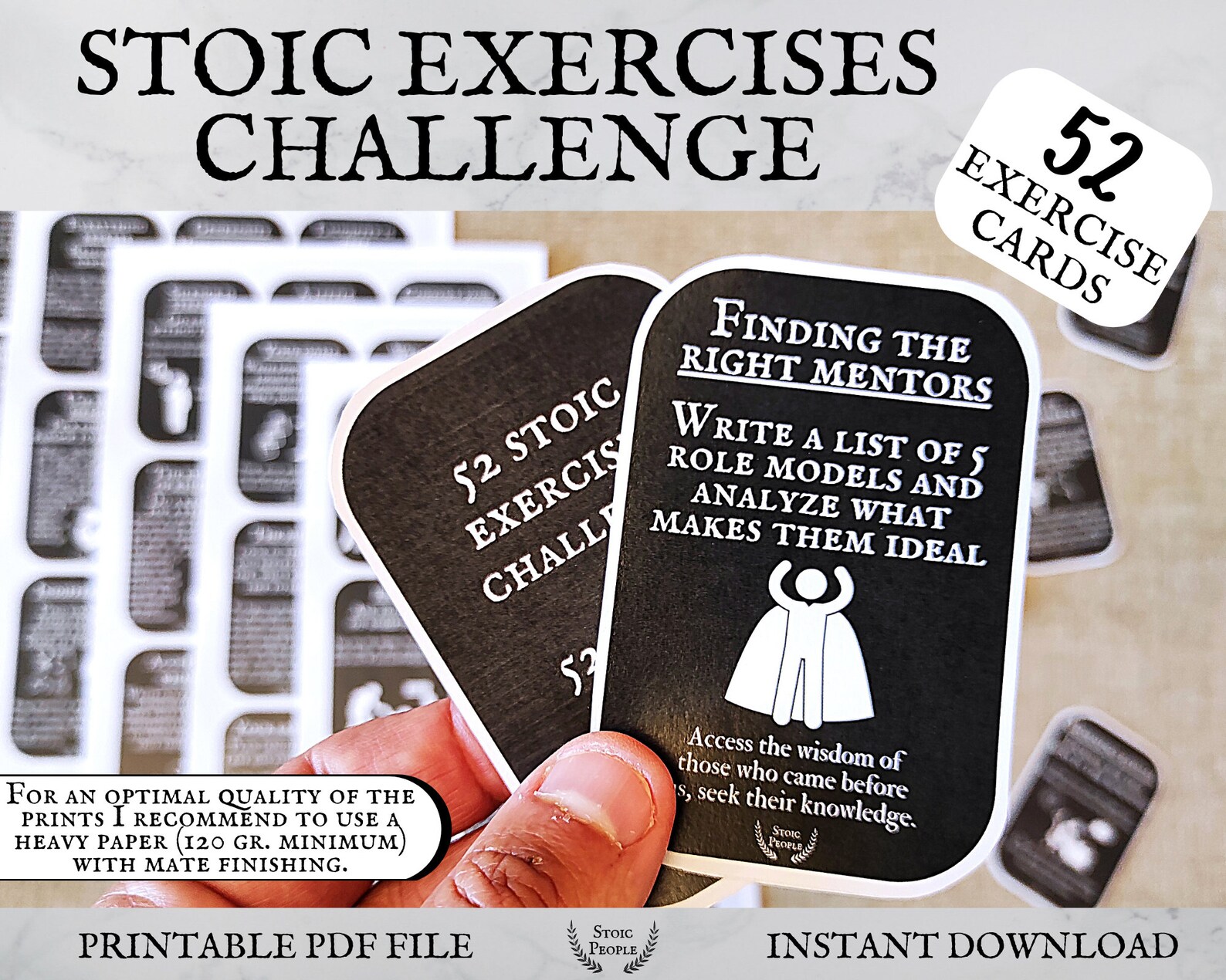 Stoicism Exercise Card Deck Stoic Card Deck for Self - Etsy